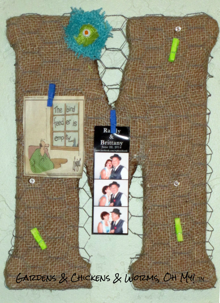 Capital Letter Bulletin Board with Chicken Wire